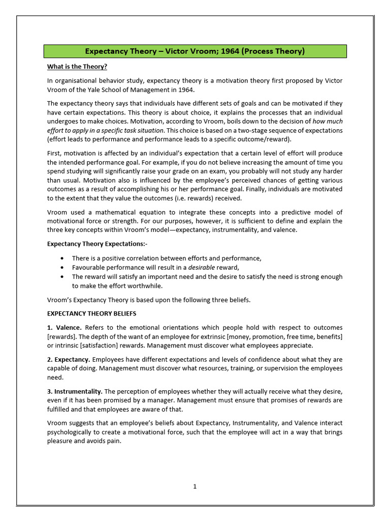 Understanding Vroom's Expectancy Theory | PDF | Motivational | Motivation