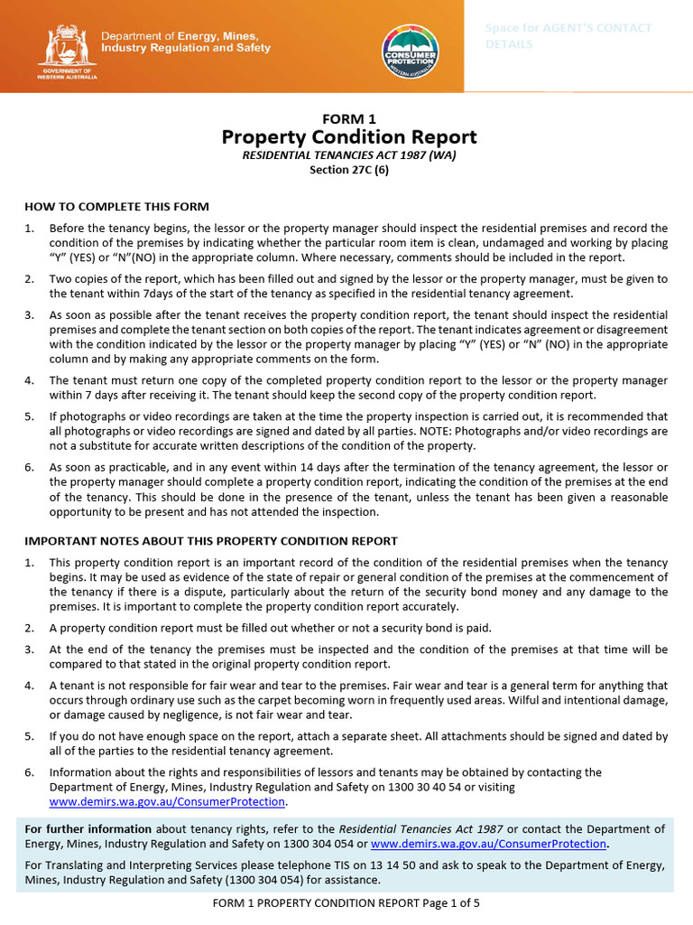 Property Condition Report Form | PDF | Lease | Leasehold Estate