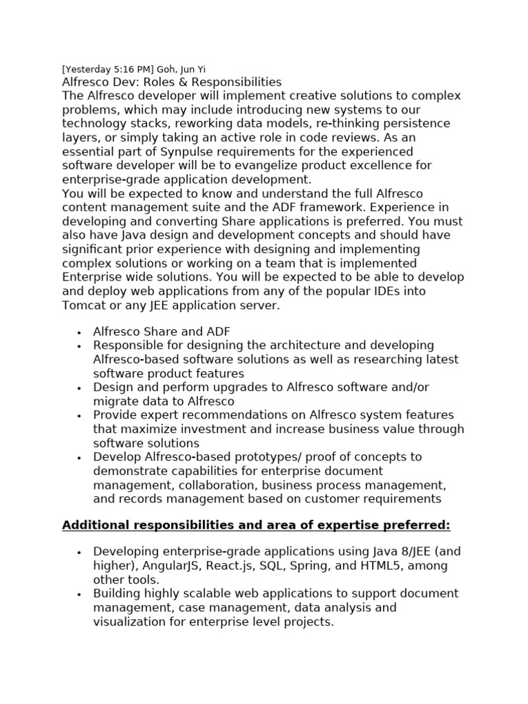 JD | PDF | Software Development | Web Application