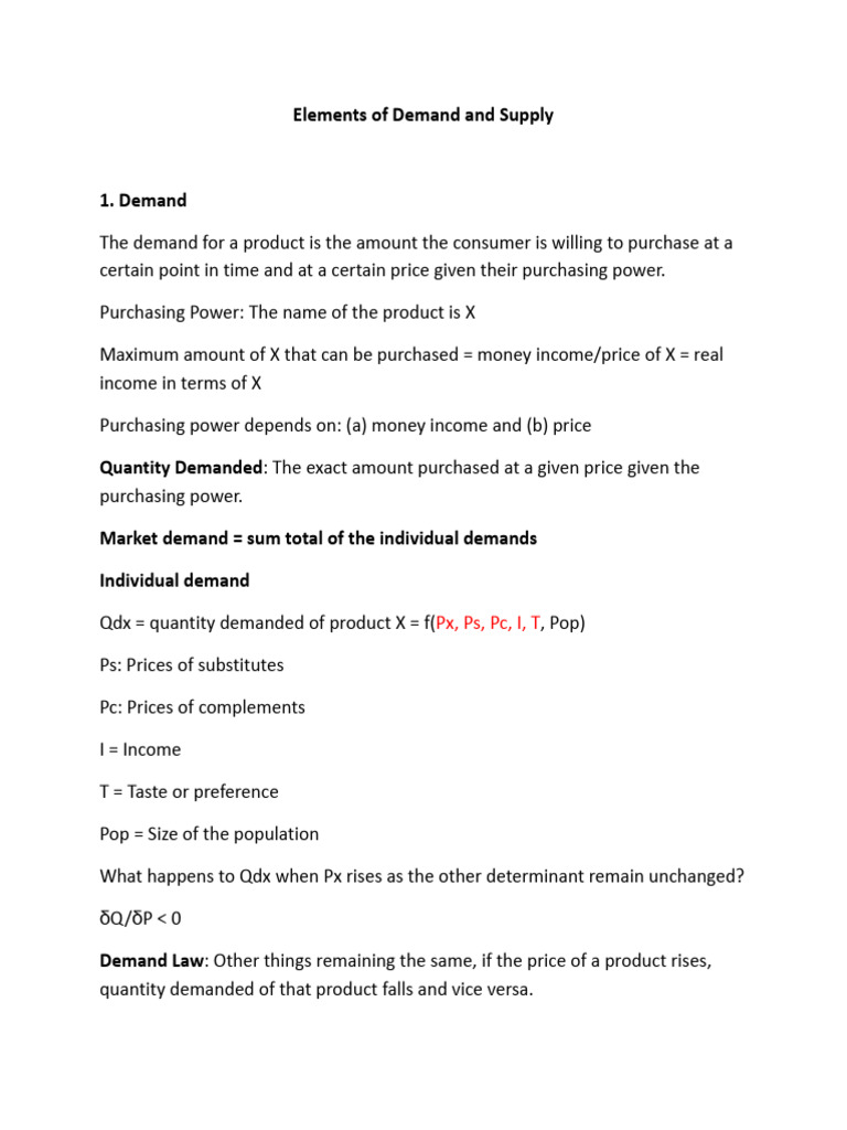 Elements of Demand and Supply | PDF | Demand | Economic Equilibrium