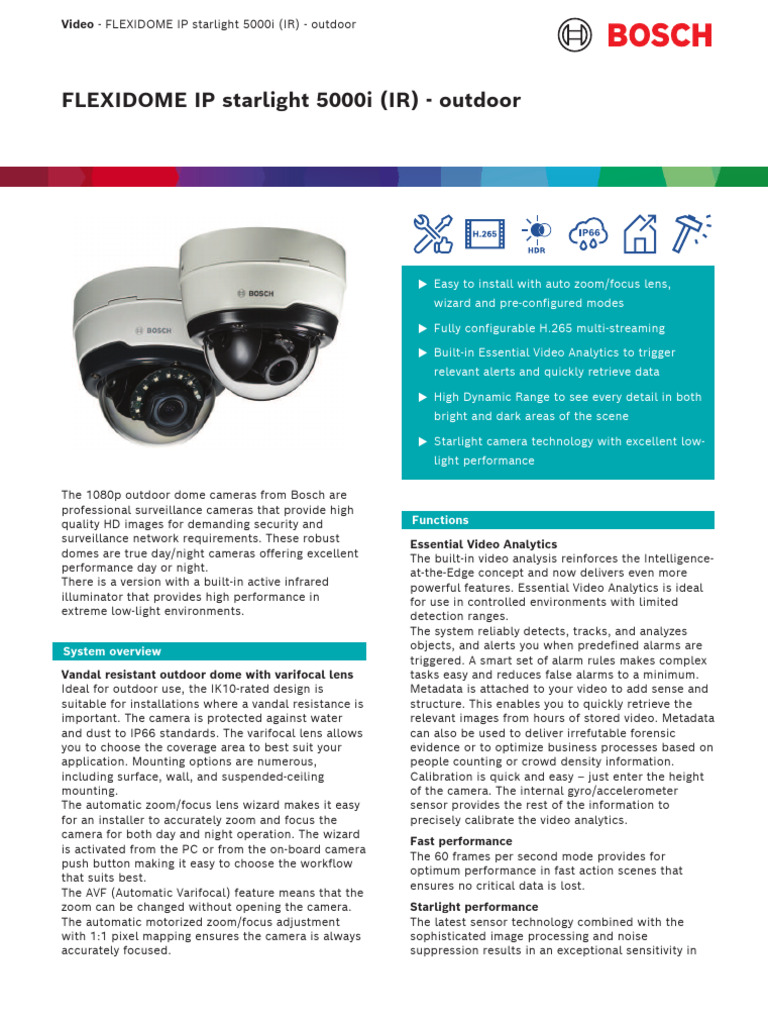 FLEXIDOME IP Starlig Data Sheet enUS 79209360139 | PDF | Data ...