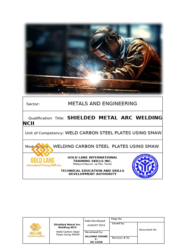 Shielded Metal Arc Welding NCII Guide | PDF | Welding | Construction