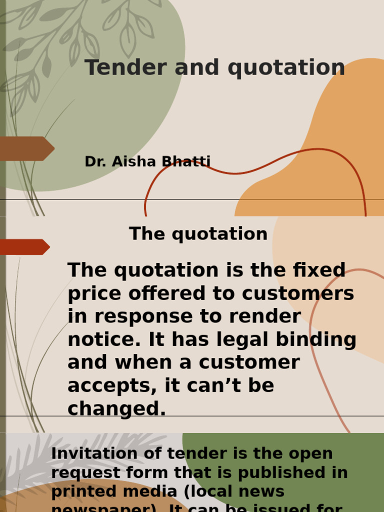 Understanding Tenders and Quotations | PDF | Prices | Business