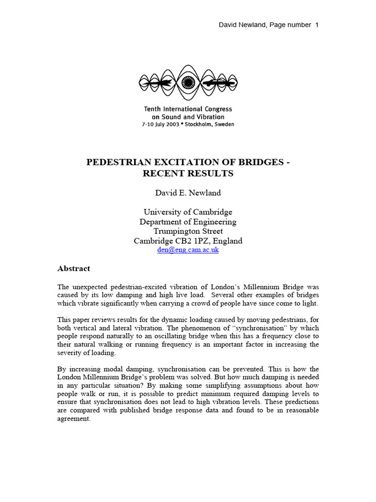 Pedestrian-Induced Bridge Vibrations | PDF | Damping | Oscillation