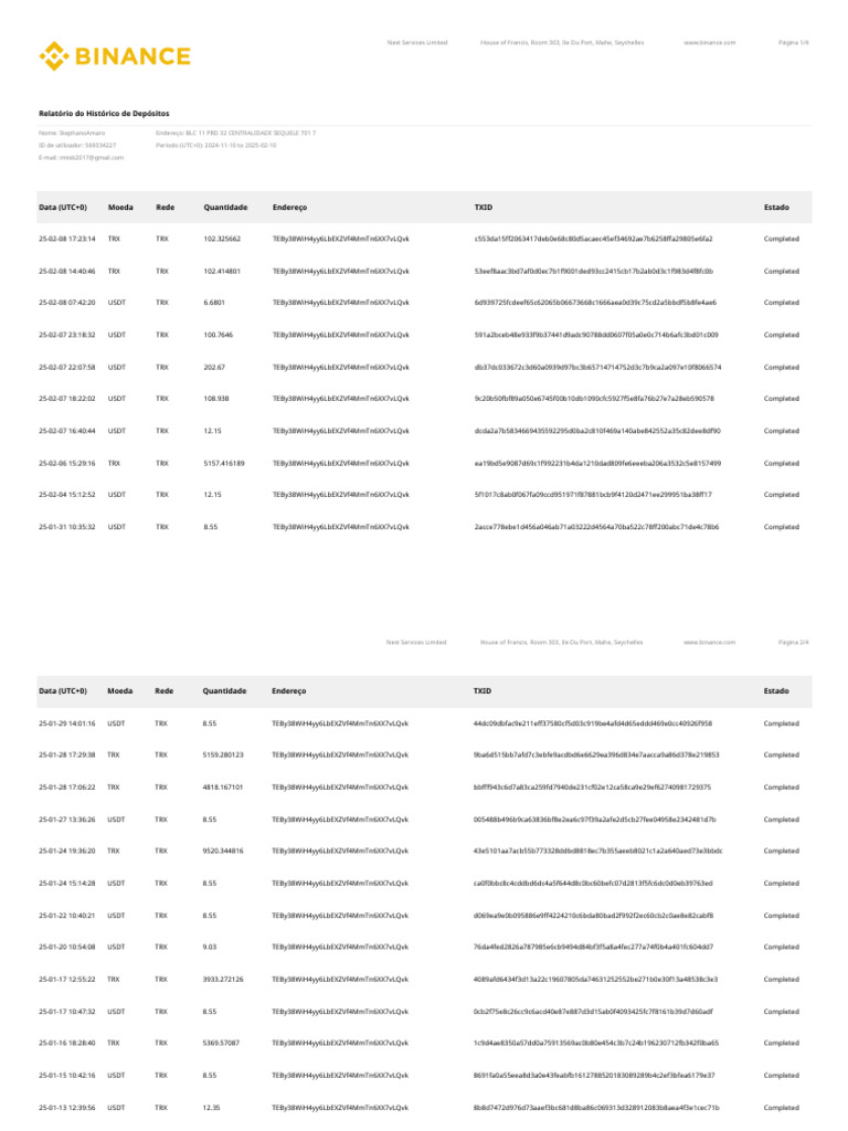 Binance Deposit History Report 2025 2-10-17 0 | PDF