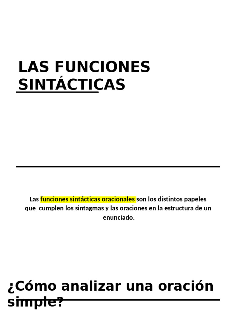 Las Funciones Sintácticas | PDF | Asunto (gramática) | Verbo