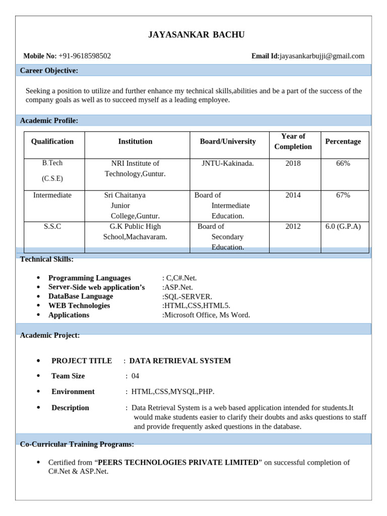 Jayasankar Resume | PDF | Software | Computing