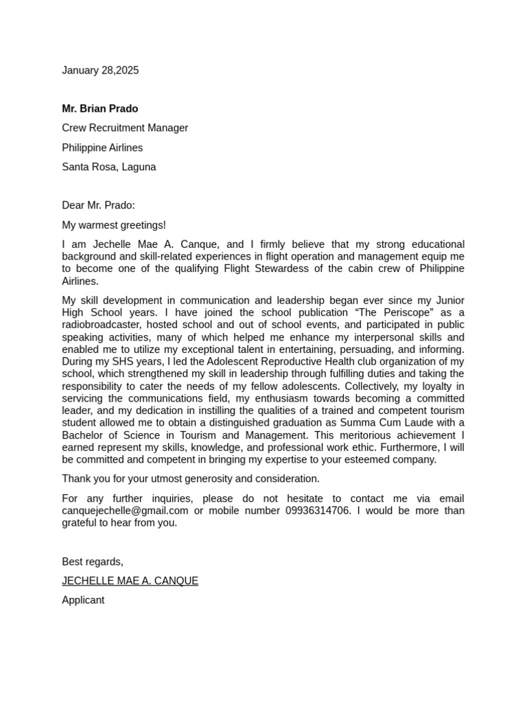 JOB APPLICATION LETTER example | PDF