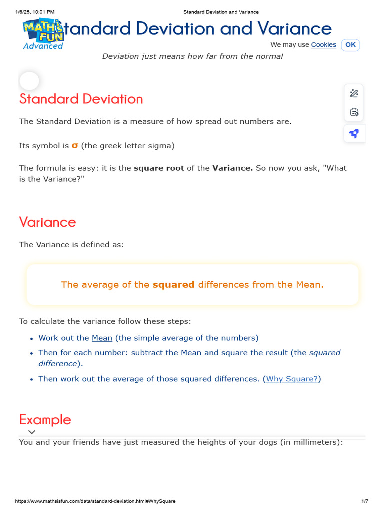 Standard Deviation and Variance | PDF | Standard Deviation | Variance