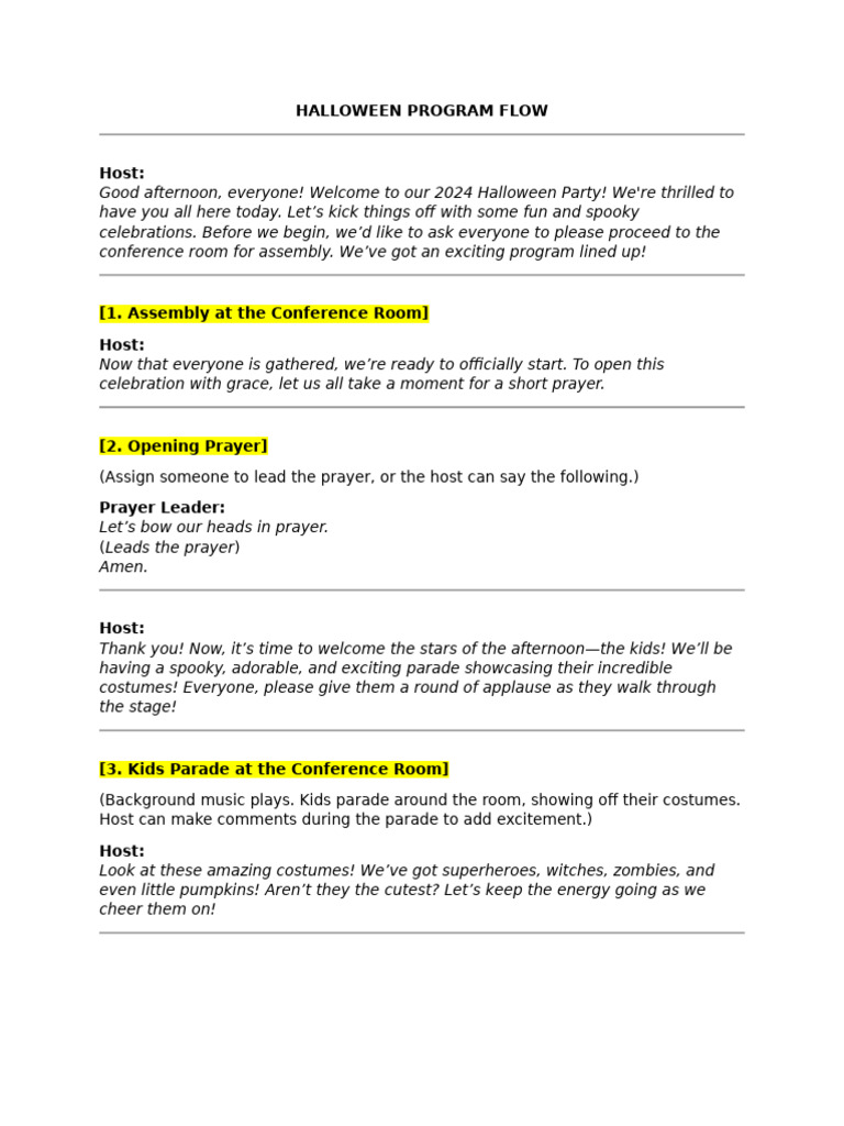 Halloween Program Flow | PDF