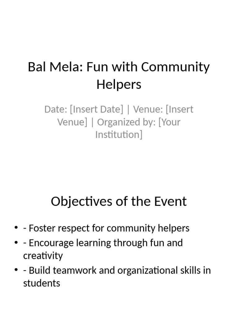 Bal Mela Plan Fun With Community Helpers | PDF