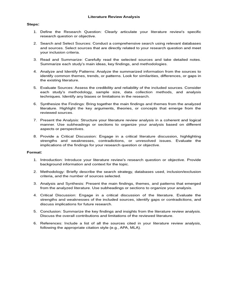Literature Review Analysis | PDF | Methodology | Analysis