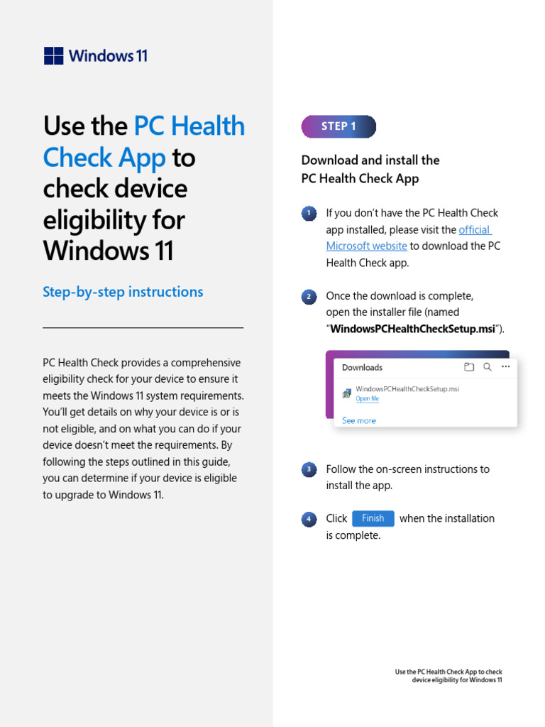 Check Windows 11 Eligibility with PC Health | PDF | Microsoft Windows ...