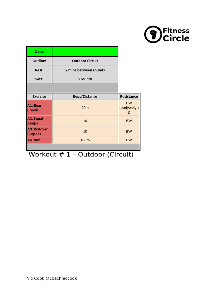 5 Workouts Print Out Sheet | PDF | Physical Fitness | Physical Exercise