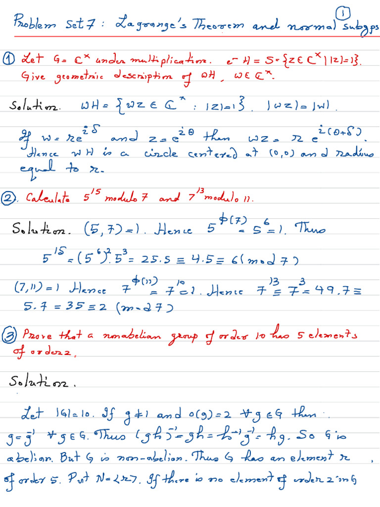 Problem Set 7solutions2022 | PDF | Index Of A Subgroup | Group Theory