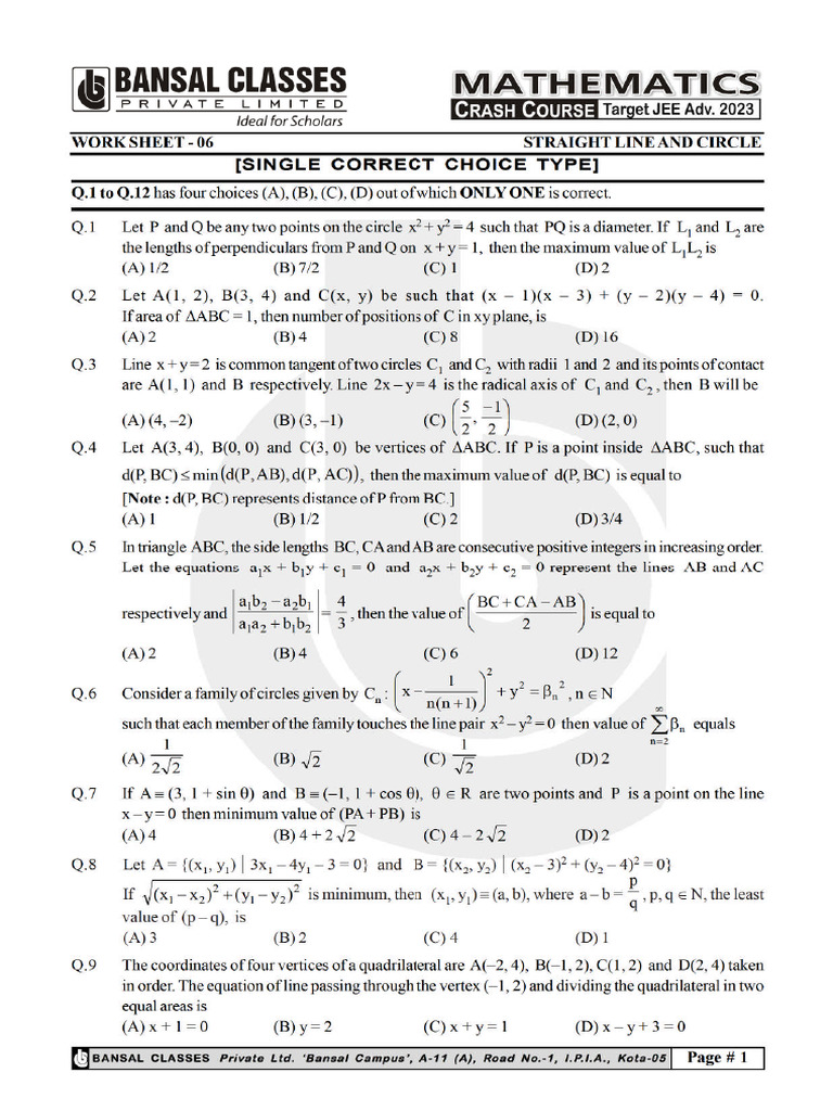 M - WS-6 - Straight Line and Circle - WA - E | PDF