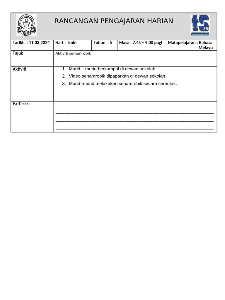 rph program hari Isnin | PDF