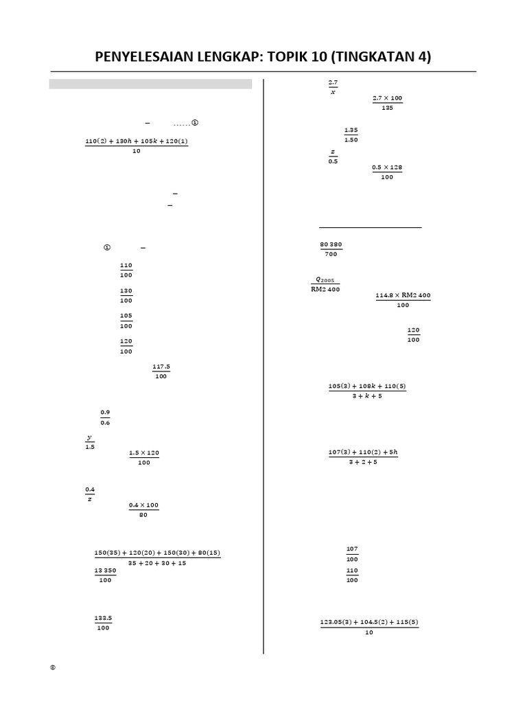 Penyelesaian Lengkap: Topik 10 (Tingkatan 4) : H K H K K H X | PDF