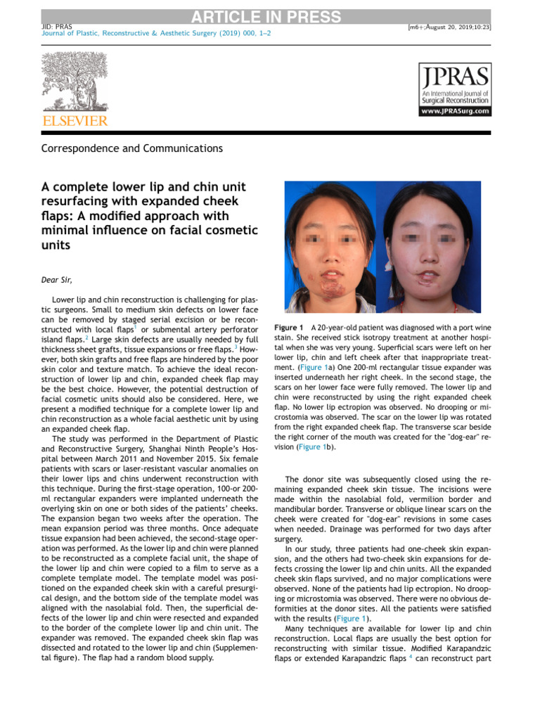 2019-A Complete Lower Lip and Chin Unit Resurfacing With Expanded Cheek Aps - A Modi Ed Approach ...