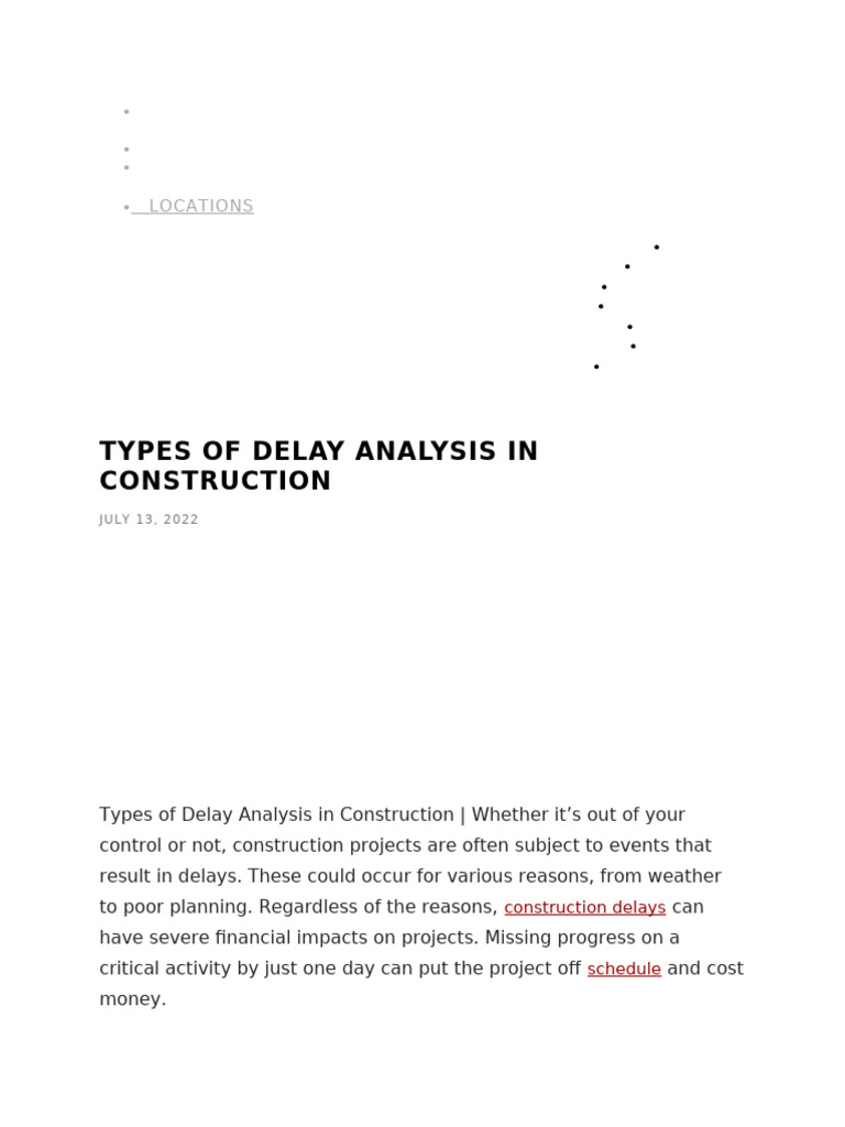Types of Delay Analysis in Construction | PDF
