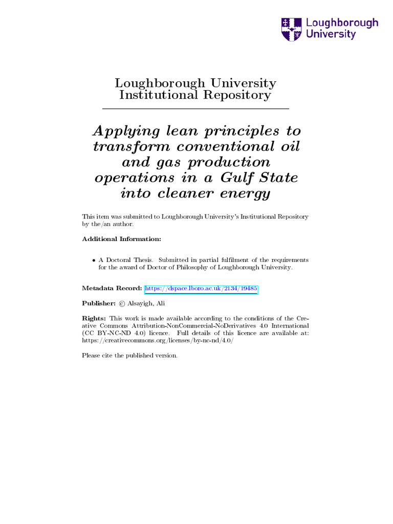 Applying Lean Principles to Transform Conventional Oil and Gas ...