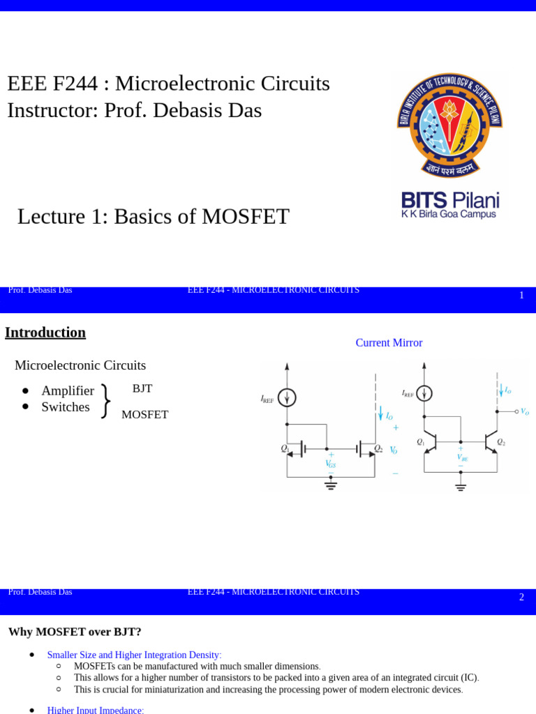 Lecture-1 MOSFET Basics | PDF | Mosfet | Field Effect Transistor
