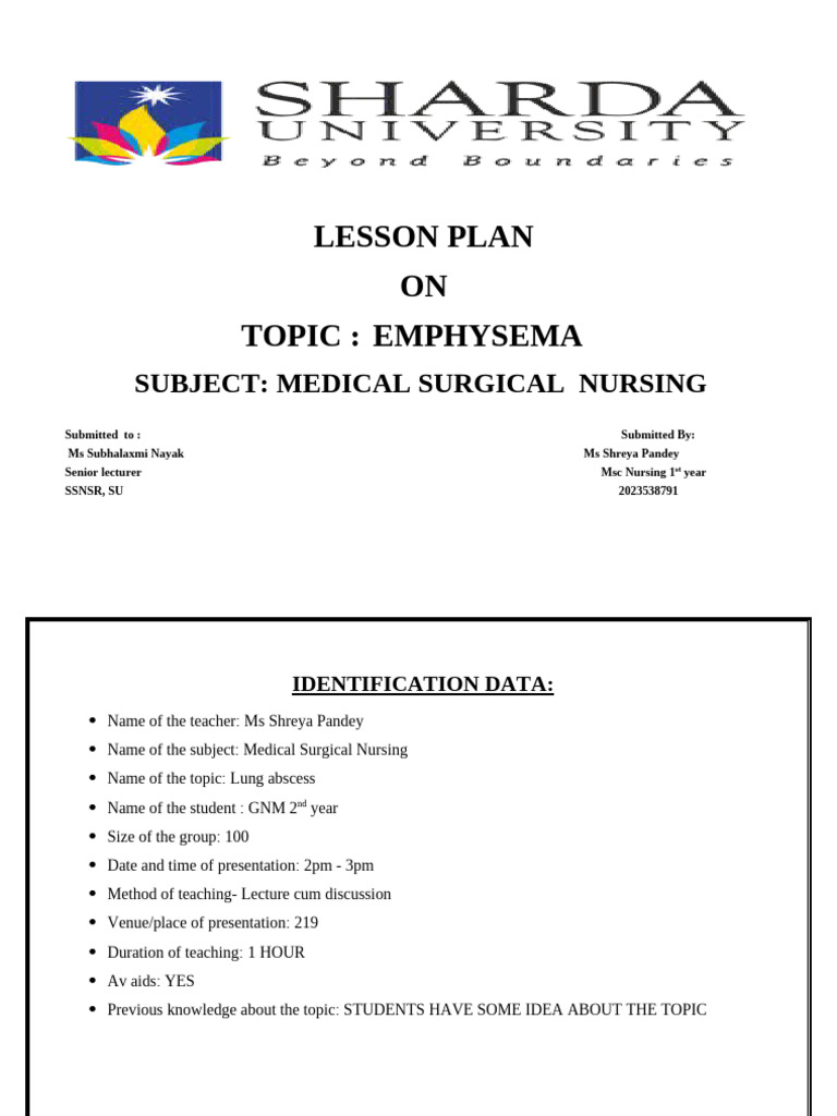 Lesson Plan On LUNG ABSCESS | PDF | Pneumonia | Lung
