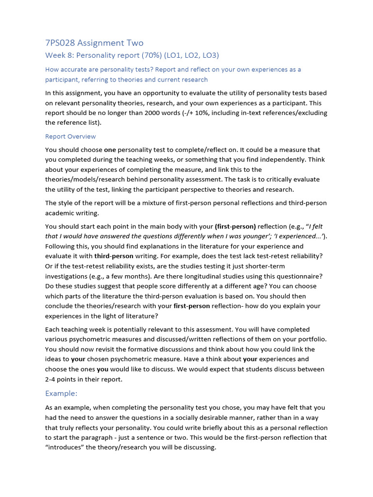 Assignment Two Marking Proforma | PDF | Psychometrics | Theory