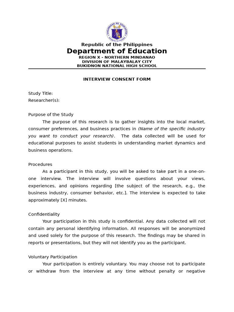 MARKET-RESEARCH-INTERVIEW-CONSENT-FORM | PDF | Consent | Marketing Research