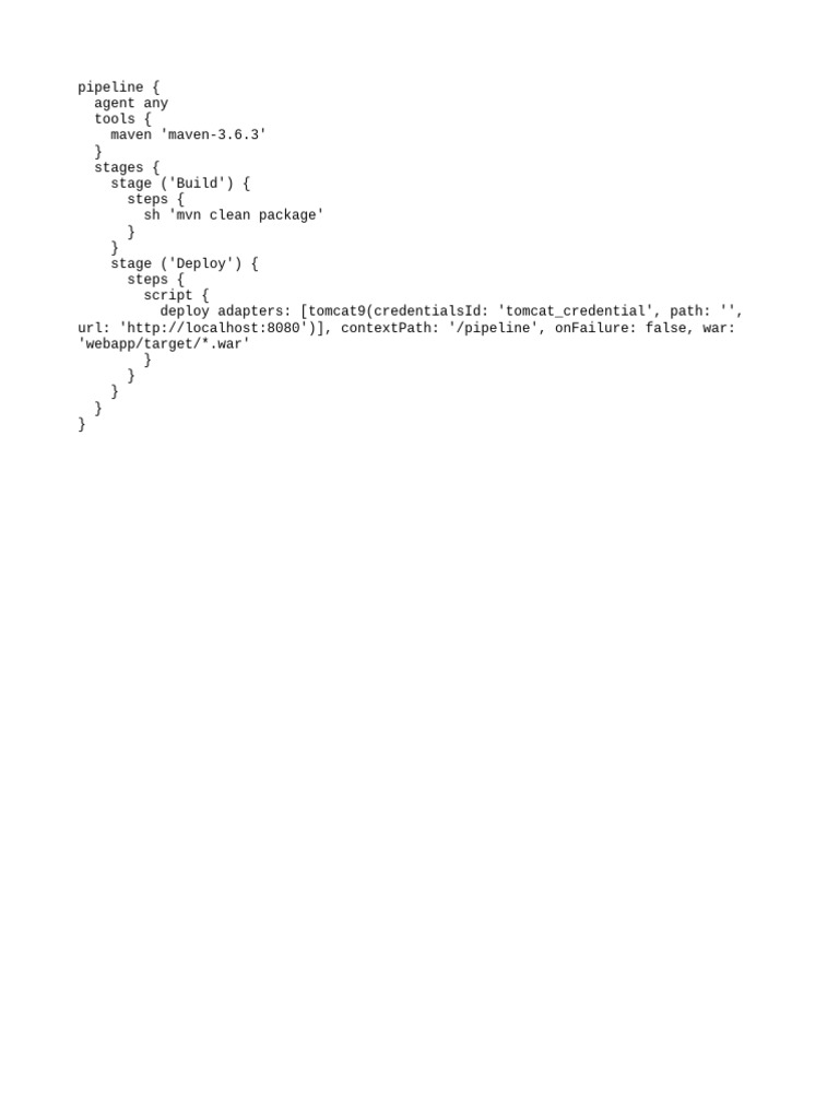 Jenkinsfile Deploy To Tomcat | PDF