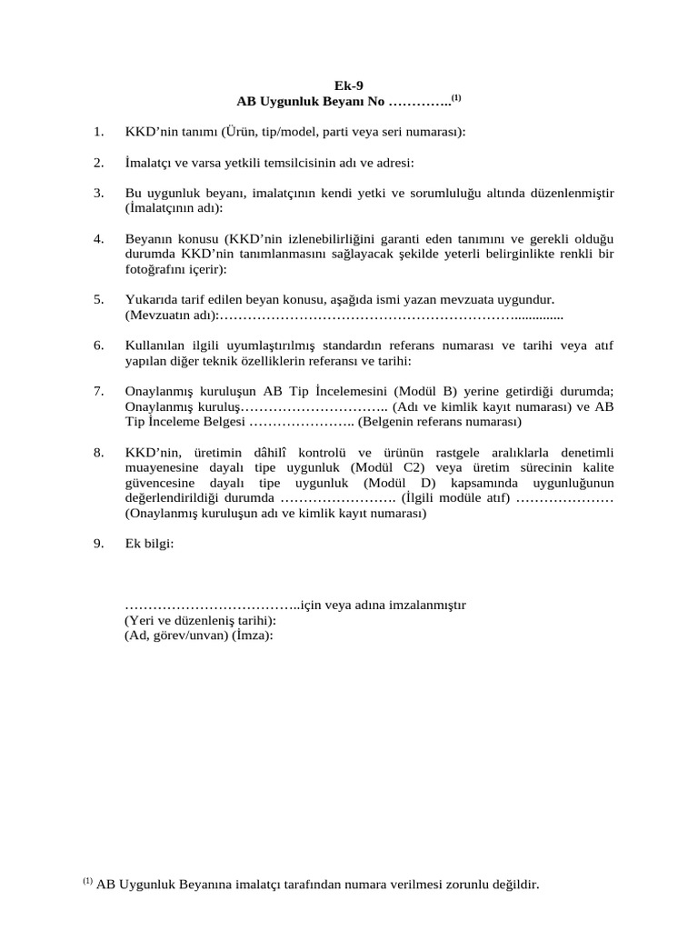 Ki̇şi̇sel Koruyucu Donanim Yönetmeli̇ği̇-Ek-9 | PDF