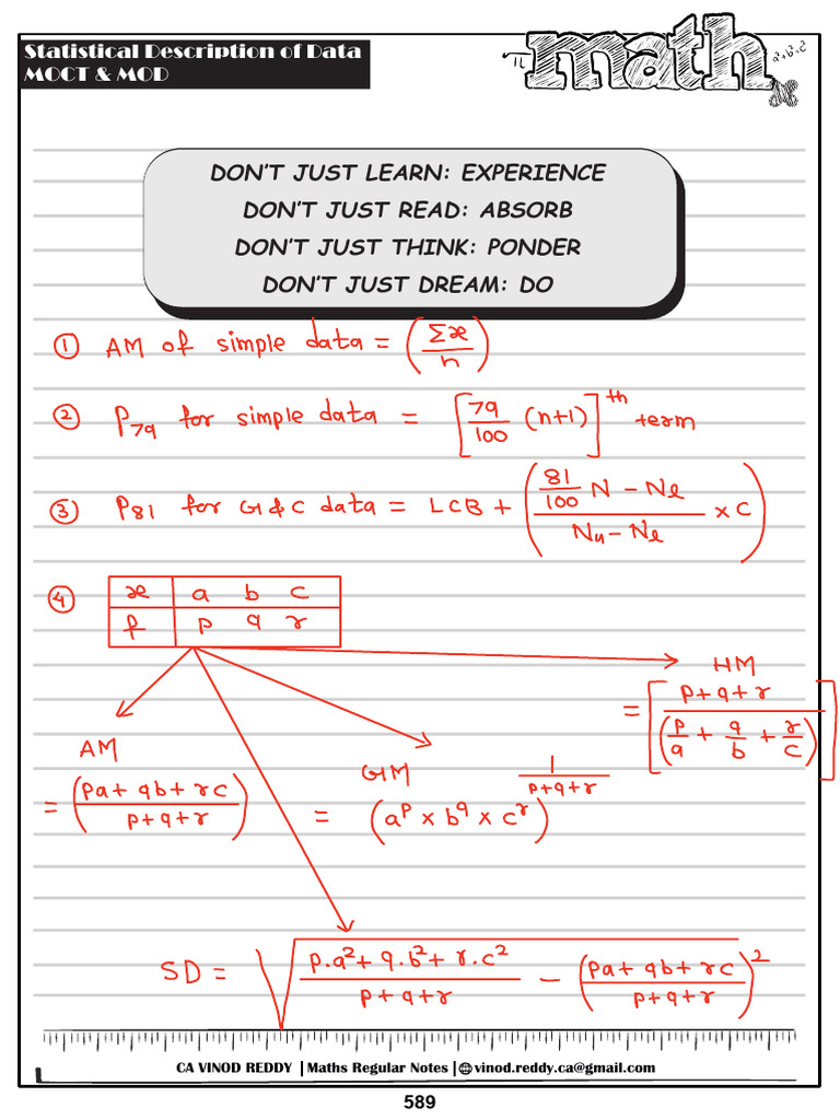 Formulae-MOCT AND MOD | PDF | Mathematics | Statistics