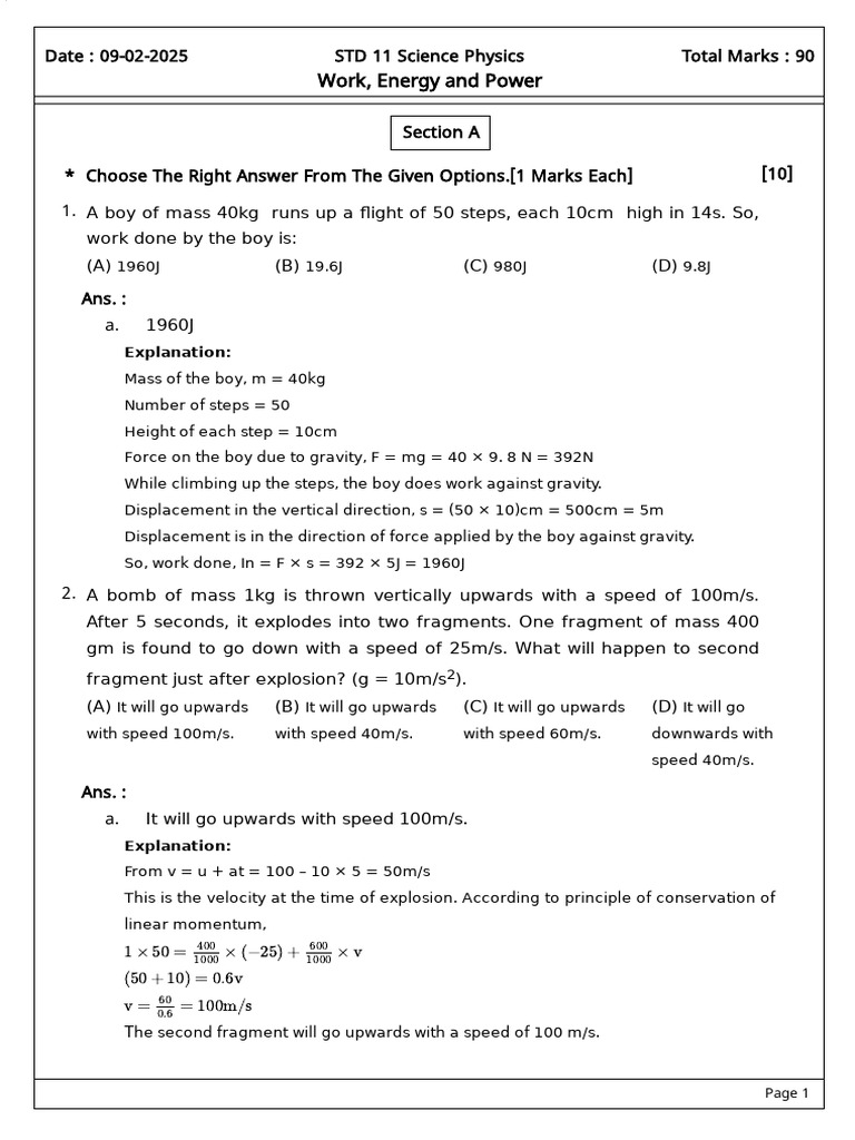 2025 02 09 11 15 Solution | PDF | Power (Physics) | Force