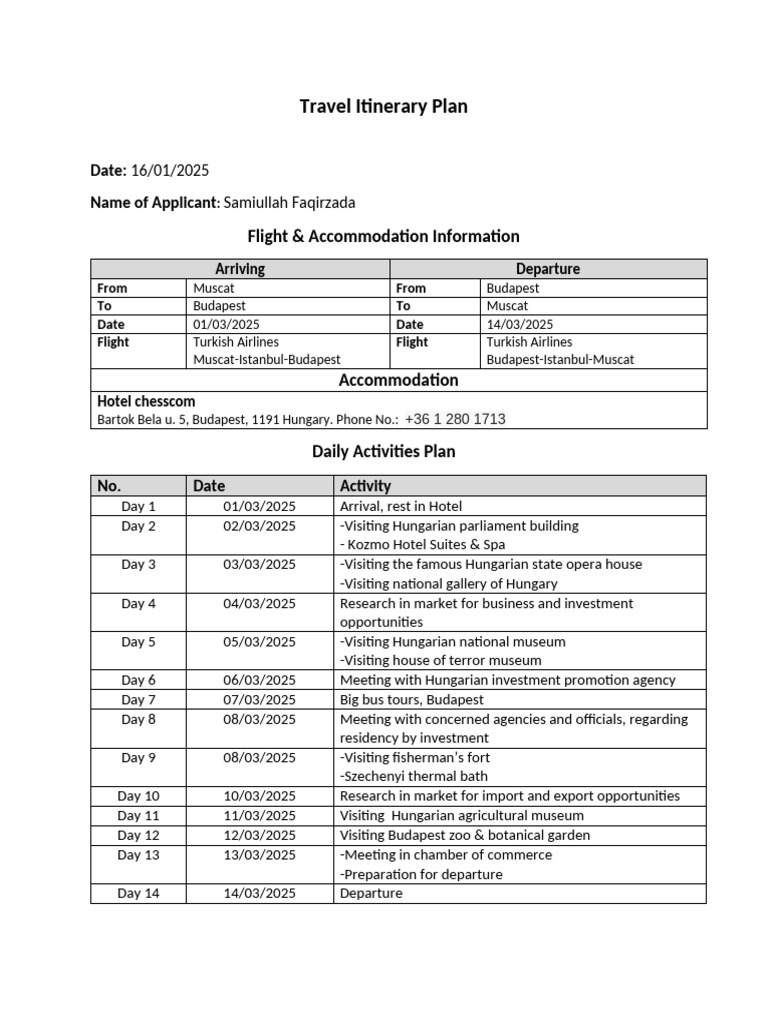 Travel Plan | PDF