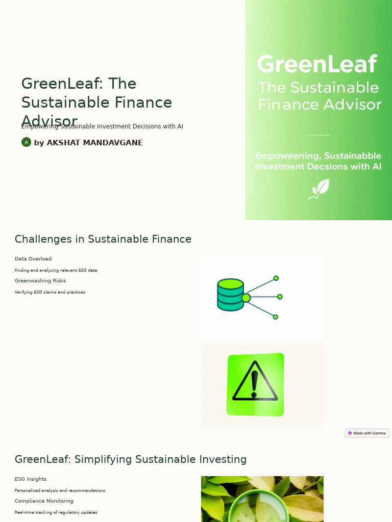 GreenLeaf the Sustainable Finance Advisor | PDF
