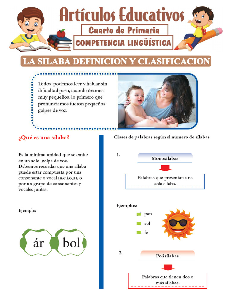 La Silaba Definicion y Clasificacion para Cuarto de Primaria | PDF