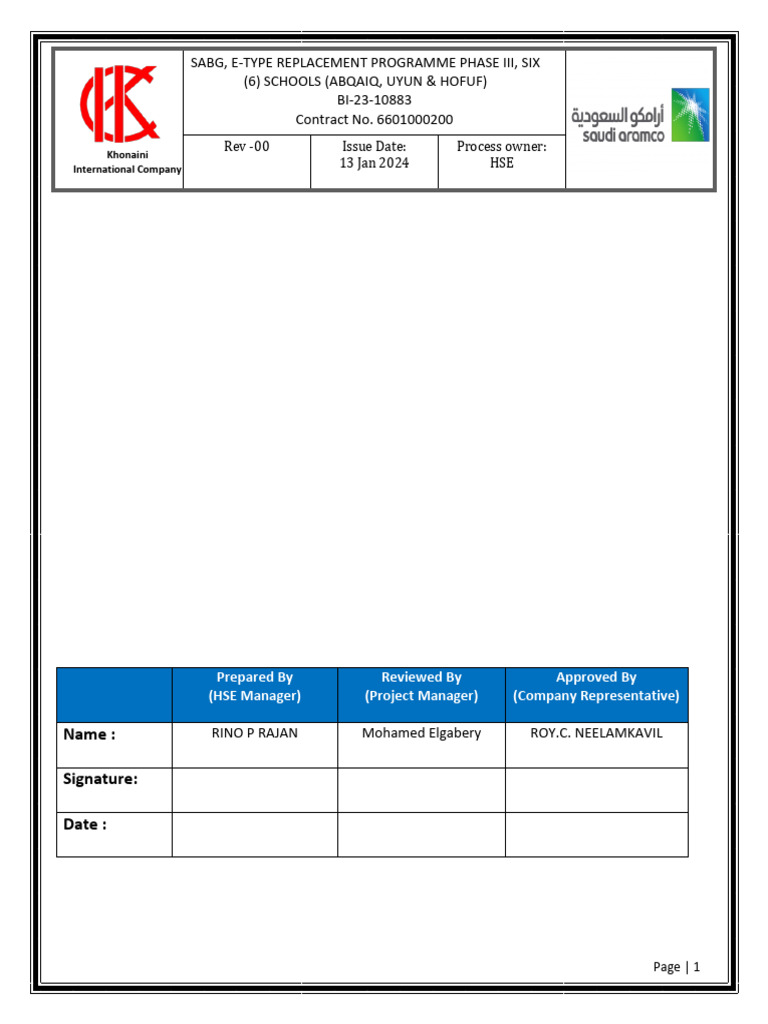 Fall Protection Plan-SAUDI ARAMCO Built Government (SABG) Schools Phase-III | PDF