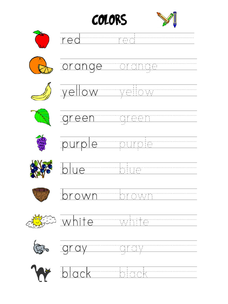 Practice Writing Color Names | PDF
