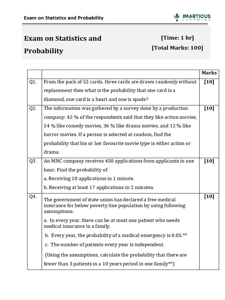 Statistics and Probability Exam Paper | PDF | Mean | Statistics