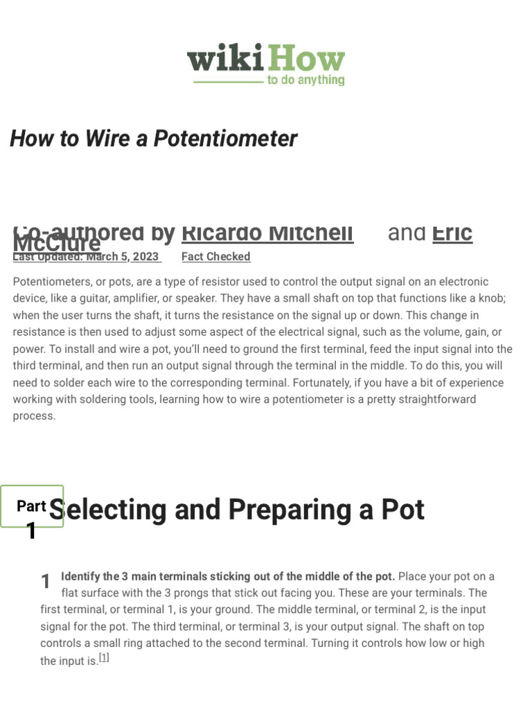How to Wire a Potentiometer_ 10 Steps (With Pictures) - WikiHow | PDF ...
