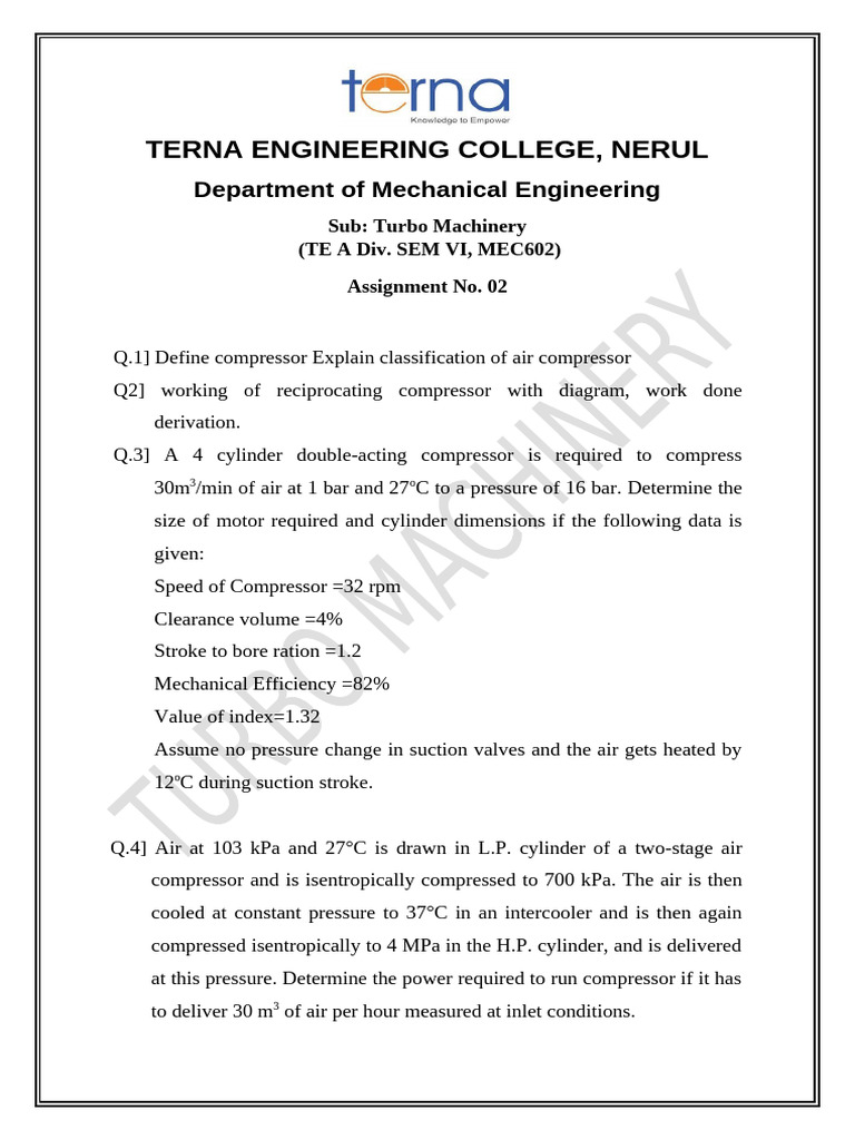 TM Assignment No. 2 Air Compressor | PDF