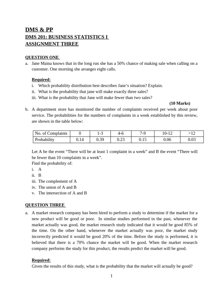 DMS 201 Assignment Three | PDF | Sensitivity And Specificity | Statistical Analysis