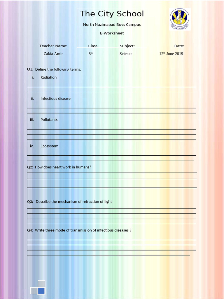 science___class_8___summer_vacation___worksheet_4 | PDF