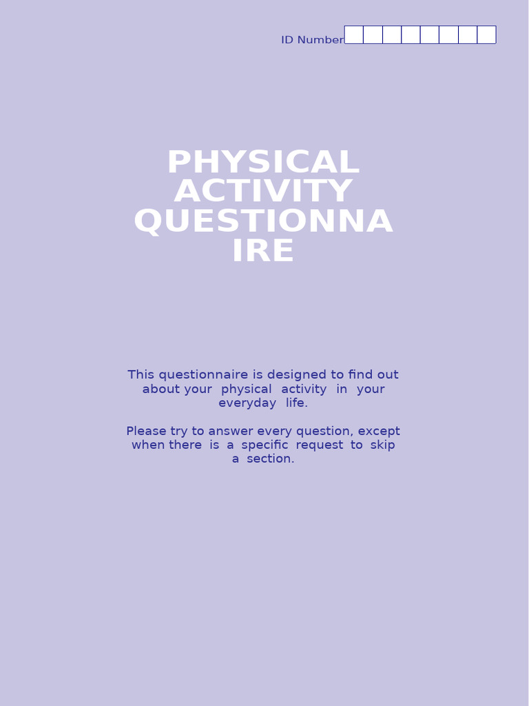 Physical Activity Questionnaire | PDF