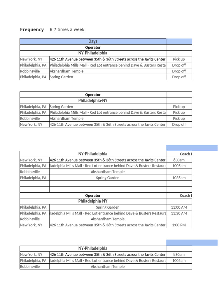 Coach Express MA Schedule | PDF