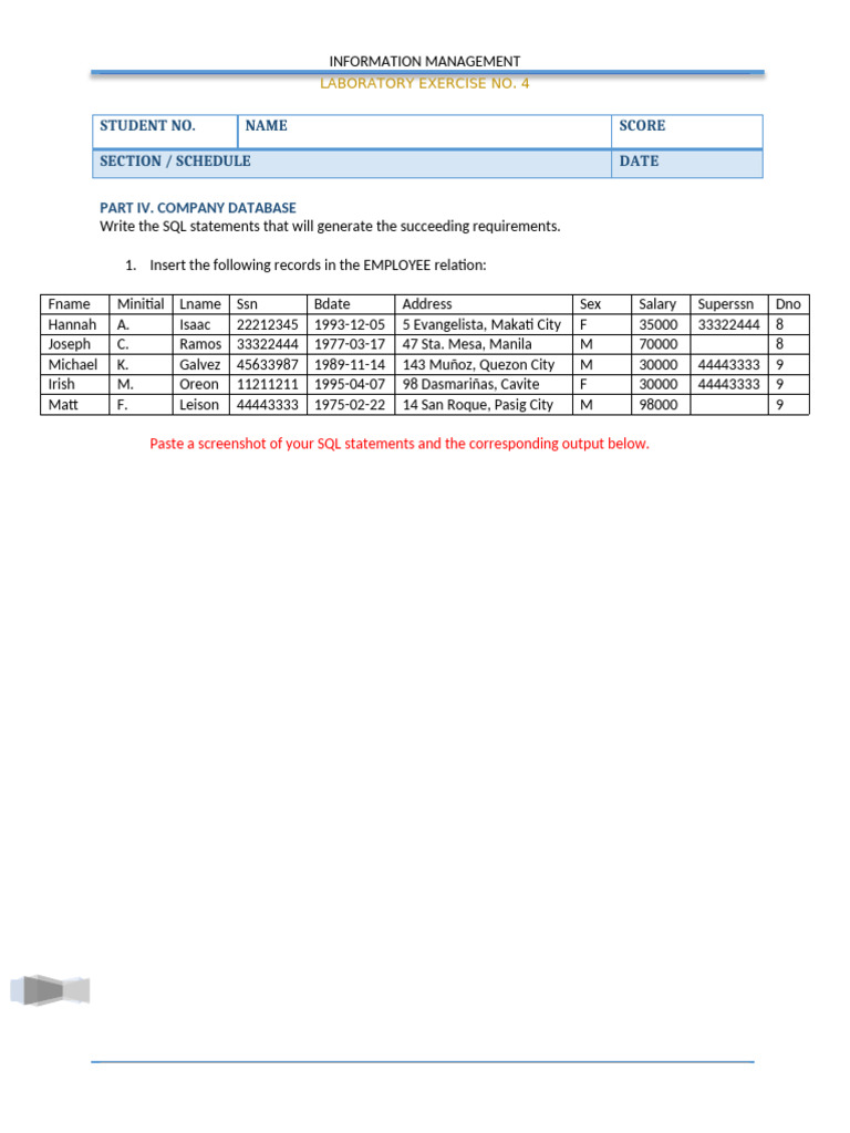 Exercise 04 Parts IV and V | PDF | Programming Paradigms | Data Model