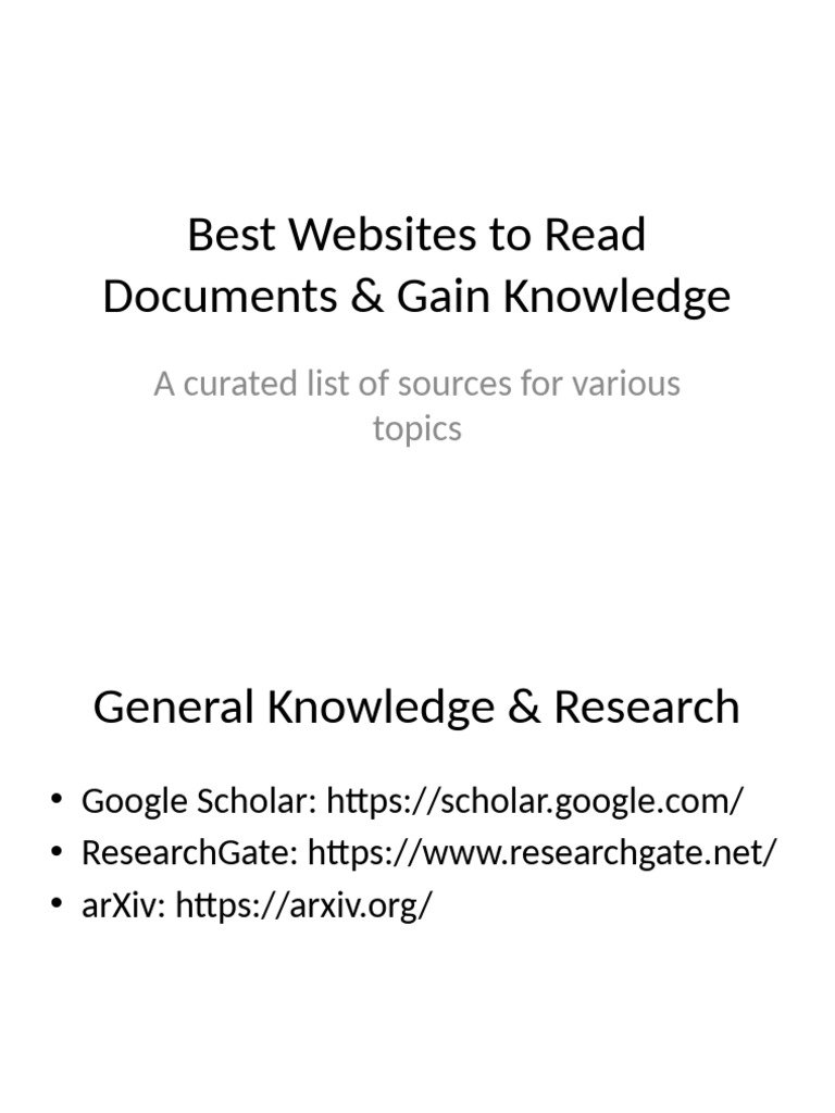 Top Websites for Learning Resources | PDF