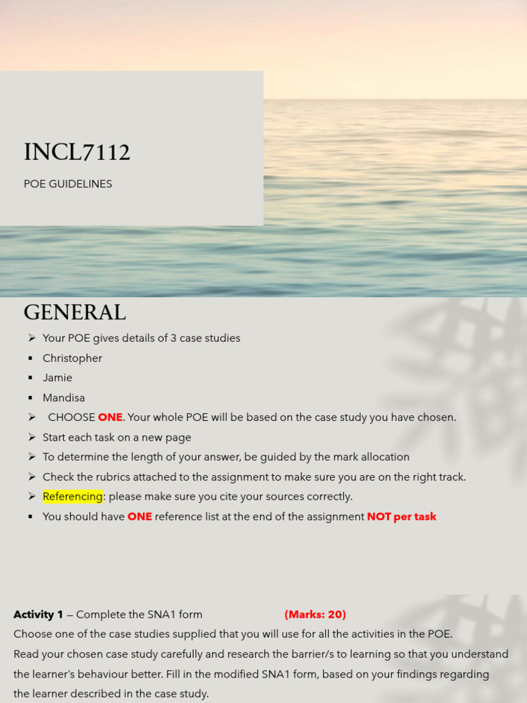 Incl7112 Poe Guidelines.pdf | PDF | Lesson Plan | Learning