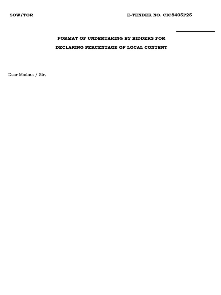 Local Content Declaration Format | PDF