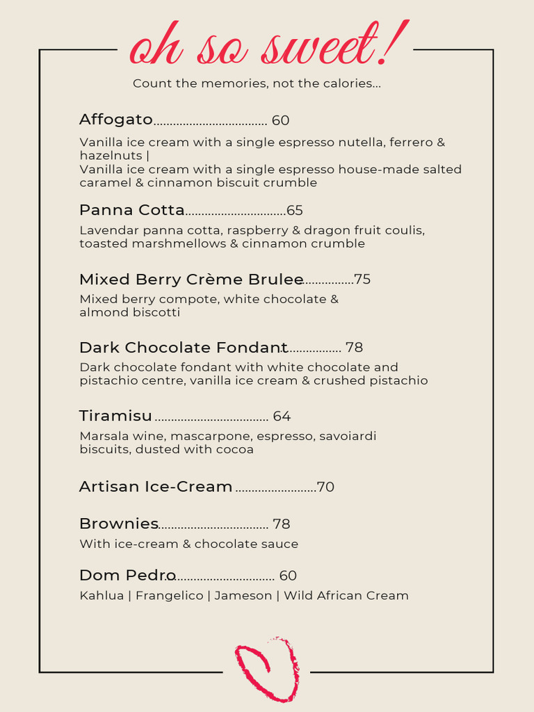 Decadent Dessert Menu Highlights | PDF